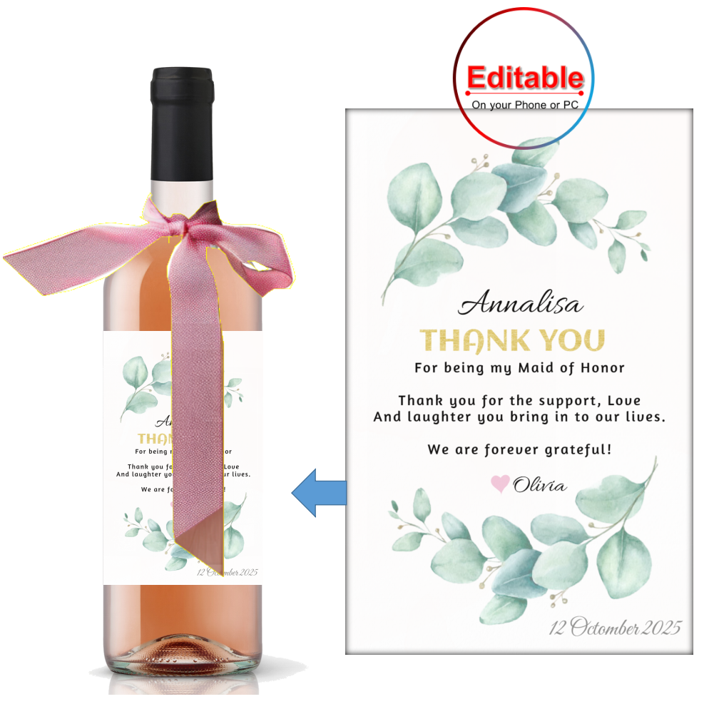 100+ Maid of Honor Thank You Wine label – PYD24